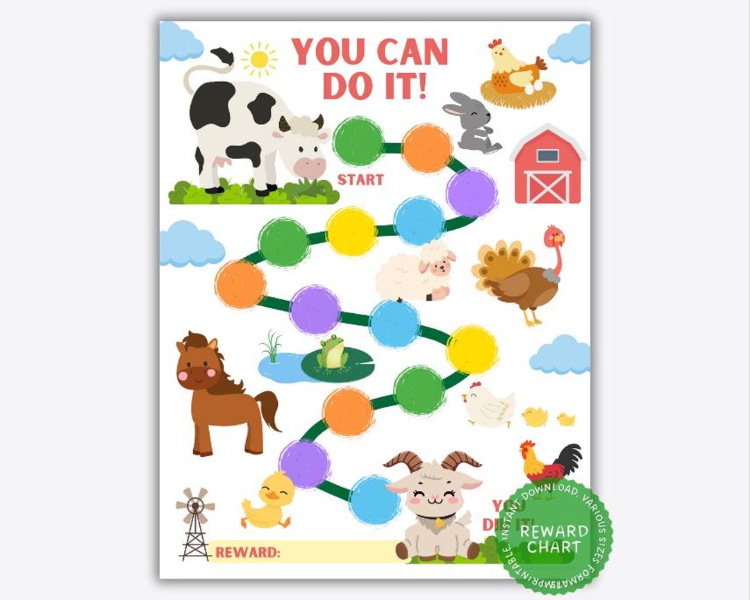 Farm Reward Chart Printable, Barnyard Animal Sticker Chart, Kids ...