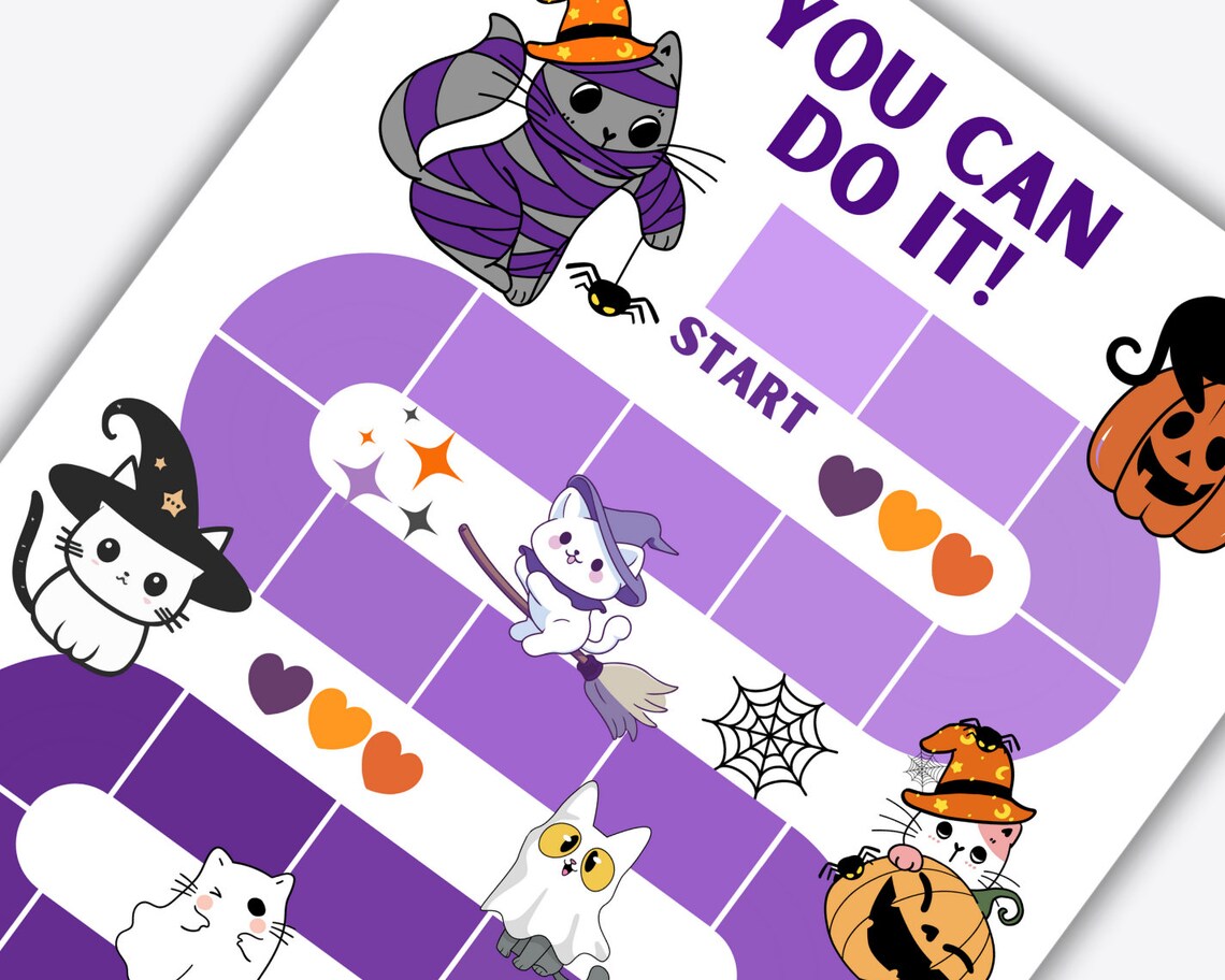 Halloween Cat Reward Chart, Printable Kids Reward Chart, Cat Sticker ...