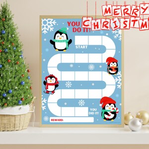 Penguin Christmas Reward Chart: Kids Behavior Tracker (digital Download ...
