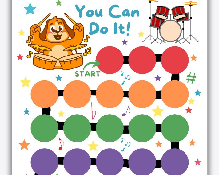 Drums Reward Chart Printable: Kids Music Practice (PDF) - Etsy