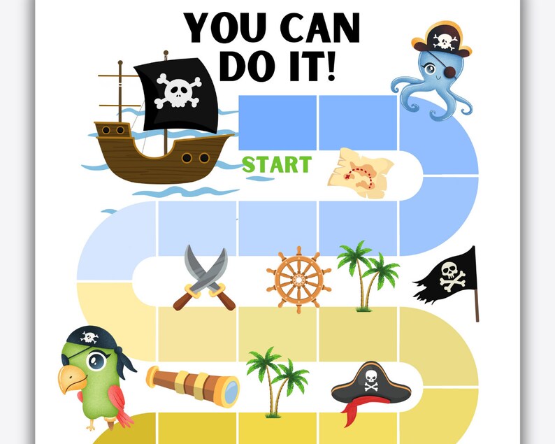 Pirate Reward Chart Printable, Kids Treasure Chest Potty Training Chart ...