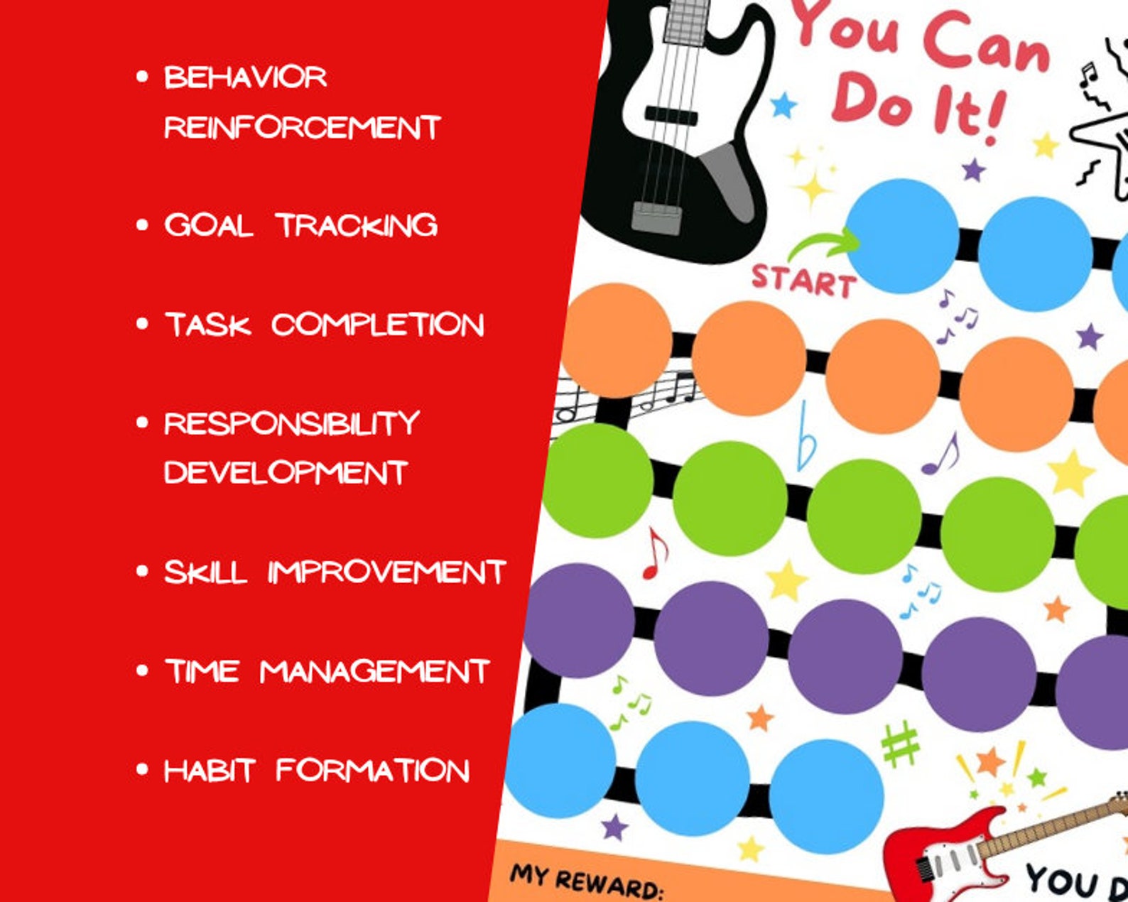 Electric Guitar Practice Reward Chart: Music Class Printable (PDF) - Etsy