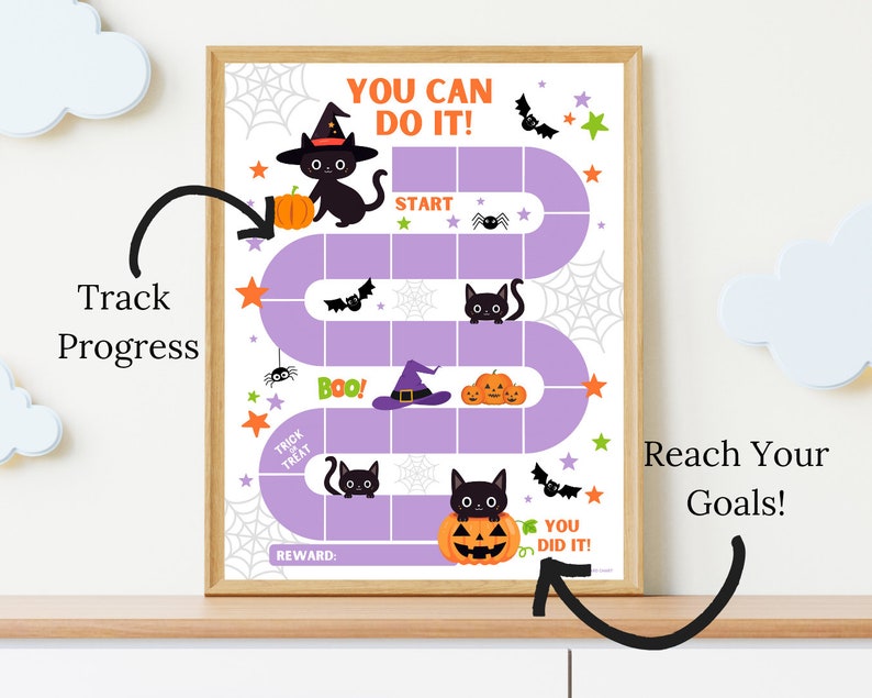 Halloween Reward Chart, Printable Kids Reward Chart, Cat Sticker Chart ...