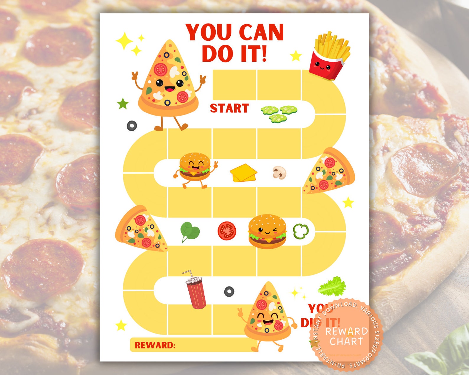 Printable Reward Chart, Pizza Reward Chart, Reward Chart Kids ...