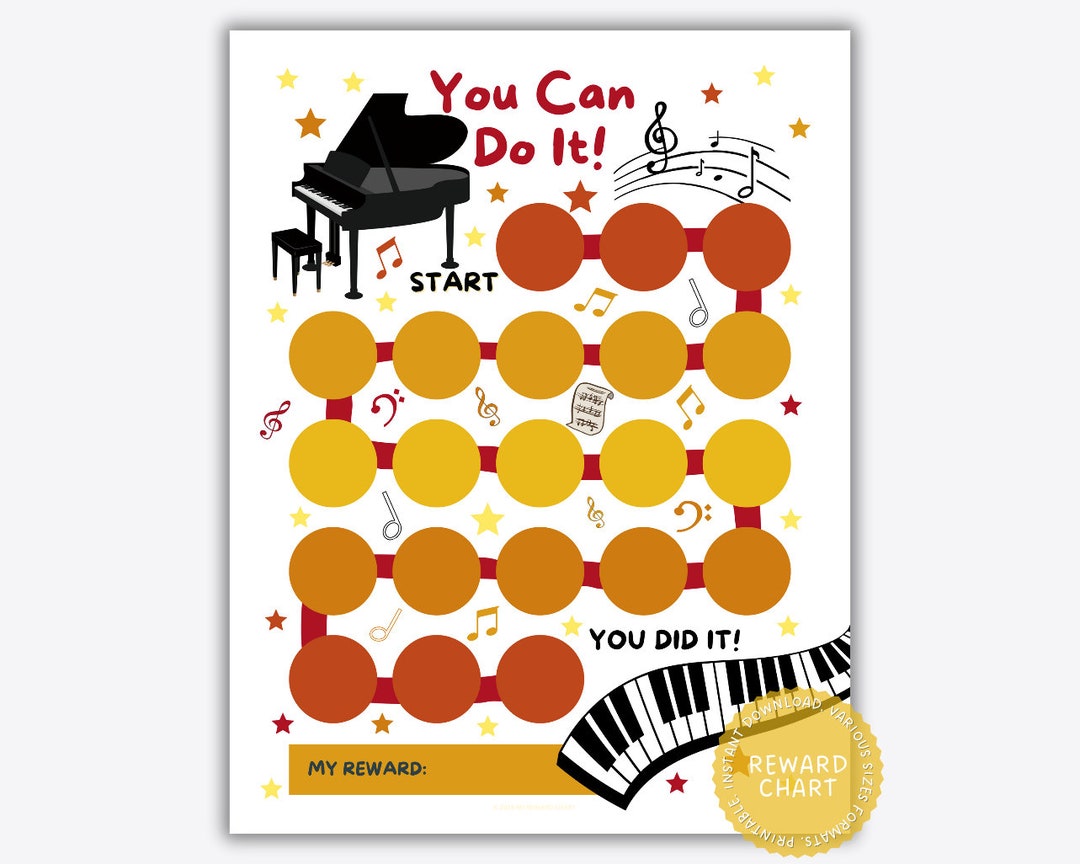 Printable Piano Reward Chart, Music Reward Chart, Piano Practice Chart ...