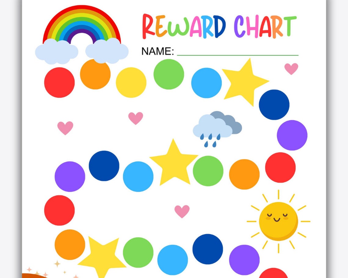 Reward Chart Printable, Rainbow Reward Chart, Potty Training Chart ...