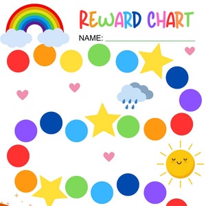 Reward Chart Printable, Rainbow Reward Chart, Potty Training Chart ...