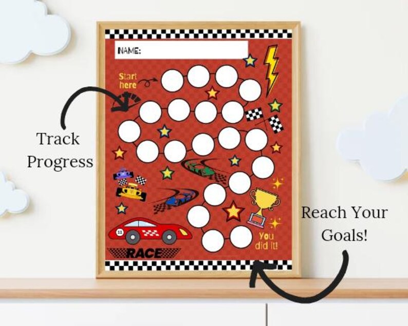 Racecar Reward Chart: Printable, Sticker Chart, Potty Training ...