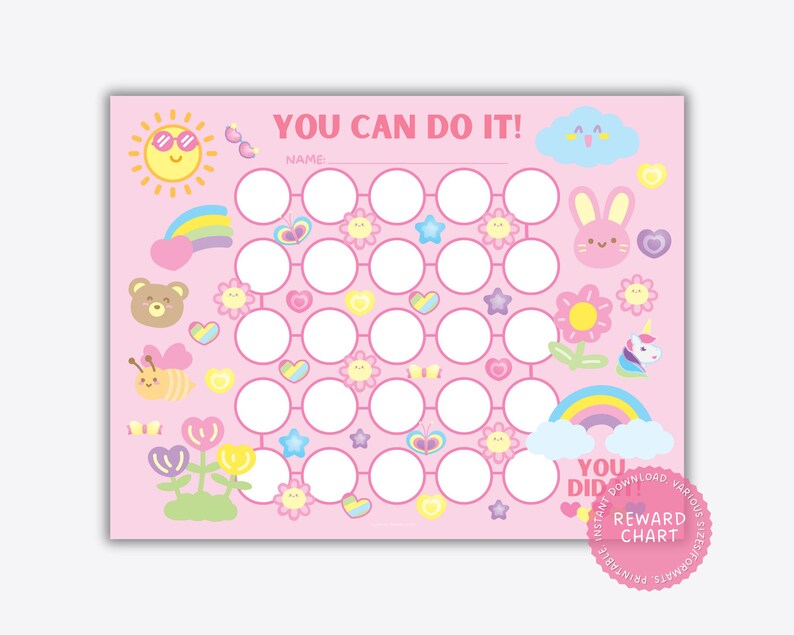 Printable Potty Training Reward Chart for Girls - Etsy