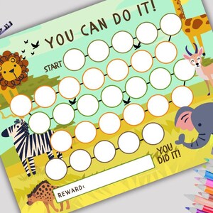 Printable Safari Animal Reward Chart, Zoo Sticker Chart, Potty Training ...