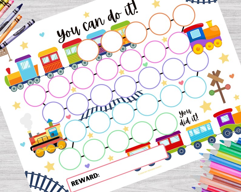 Train Reward Chart, Train Sticker Chart, Reward Chart Kids, Behavior ...