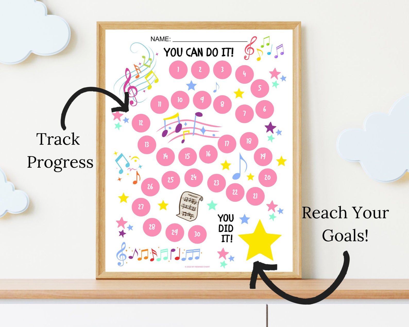 Printable Music Reward Charts, Music Practice Chart, Kids Reward Chart ...
