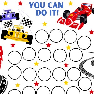 Racecar Reward Chart, Reward Chart Cars, Printable, Printable Racing ...