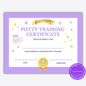 Potty Training Award Certificate for Toddlers (digital Download) - Etsy