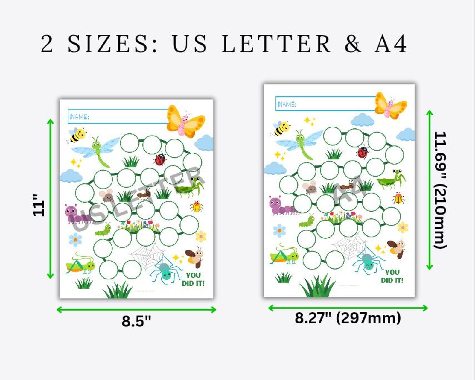 Bug Reward Chart: Kids Potty Training, Homeschool Activity (printable ...