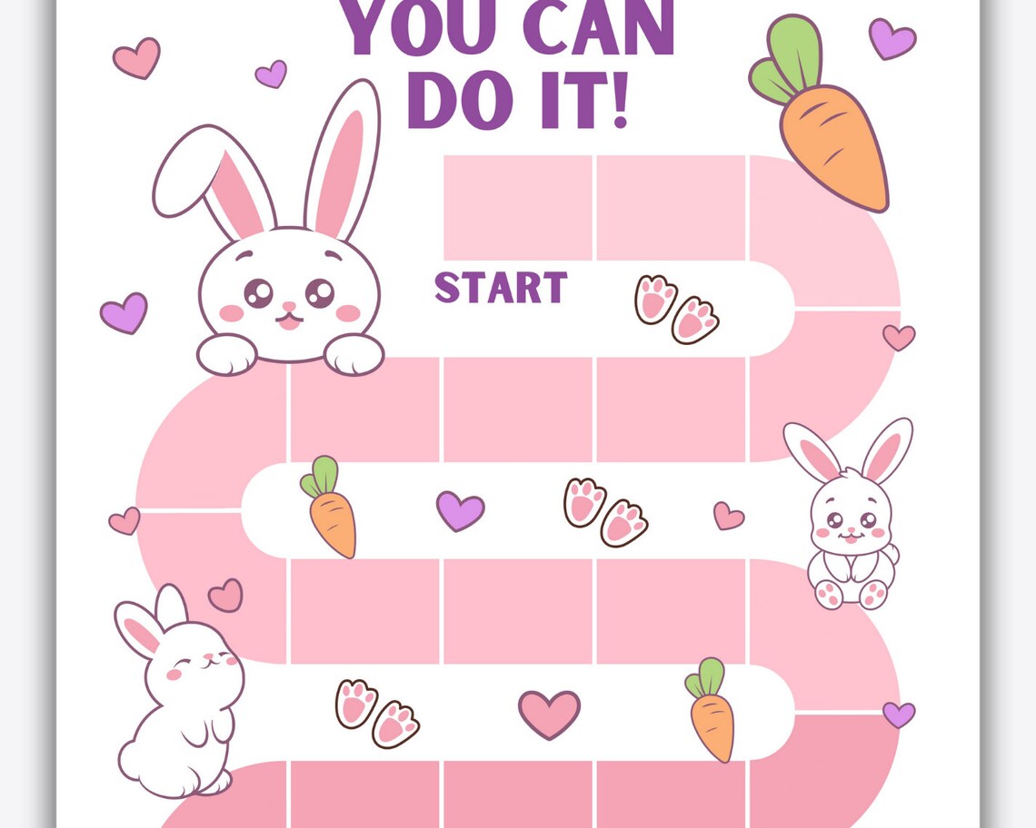 Bunny Reward Chart Printable Kids Reward Chart, Girls Sticker Chart ...