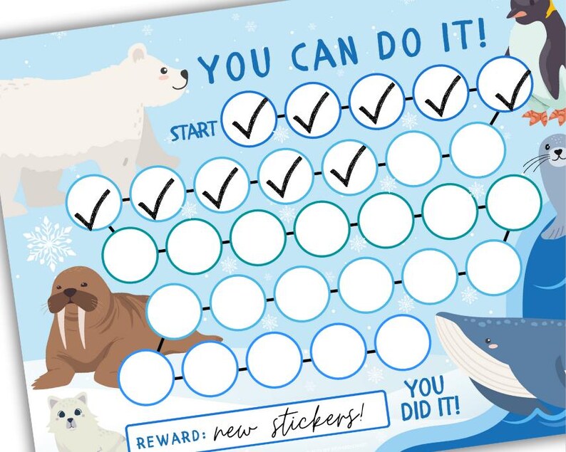 Arctic Animals Reward Chart: Kids' Potty Training, Behavior (PDF) - Etsy
