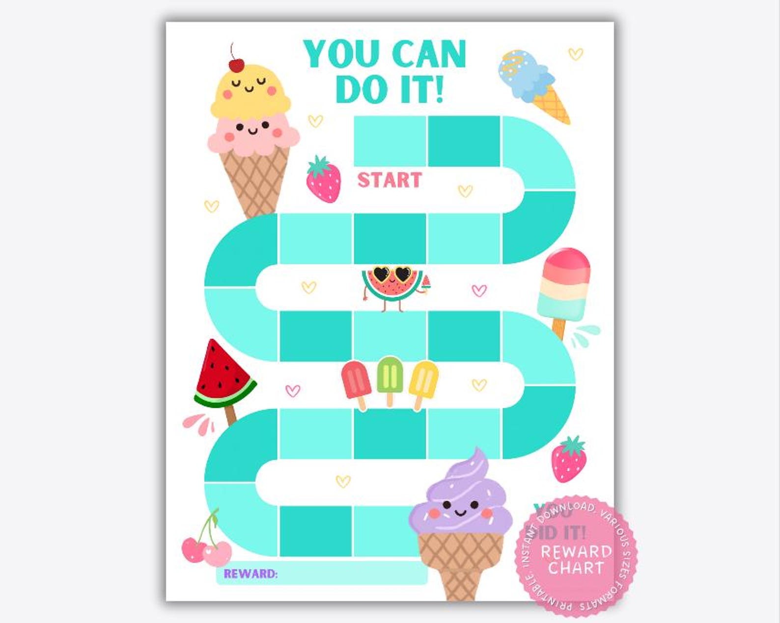 Ice Cream Sticker Chart, Summer Reward Chart, Popsicle Behavior Chart ...