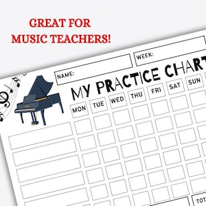 Printable Piano Practice Reward Chart, Piano Practice Chart, Reward ...