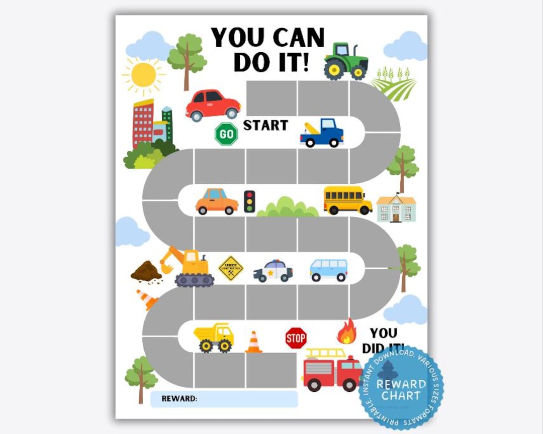Car-themed Potty Training Reward Chart: Toddler Behavior Tracker (PDF ...
