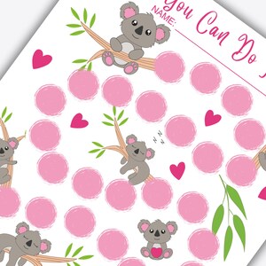 Printable Koala Reward Chart, Animal Reward Chart, Potty Training Chart ...