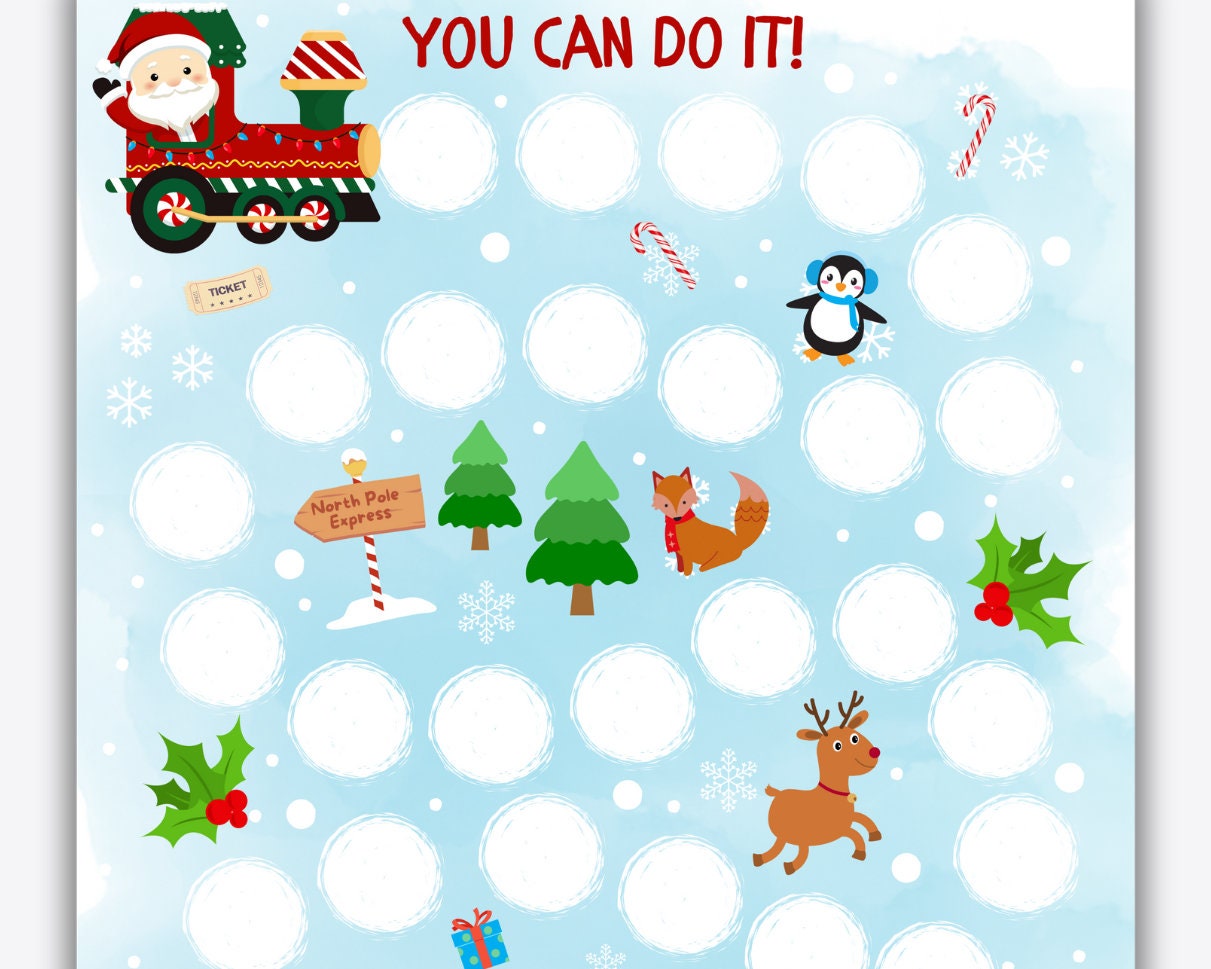 Christmas Train Reward Chart: Potty Training, Behavior (PDF) - Etsy