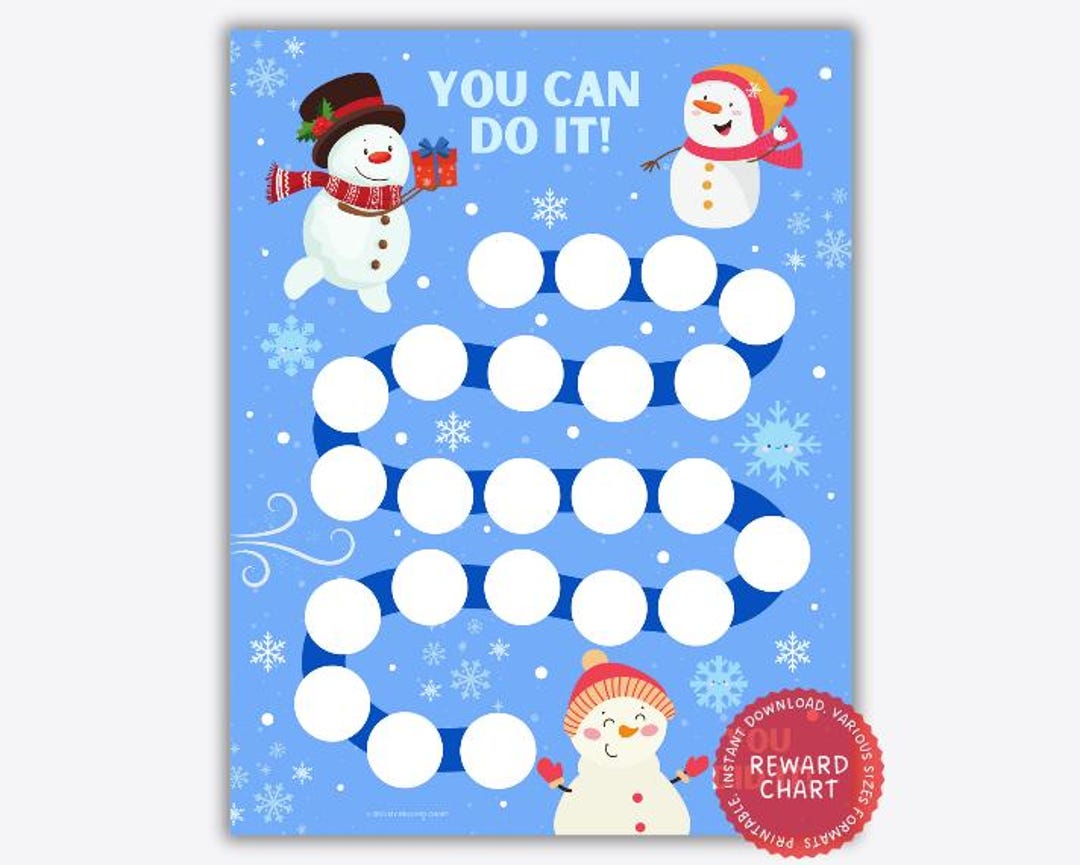 Snowman Reward Chart: Winter Printable Kids Behavior Tracker (digital ...