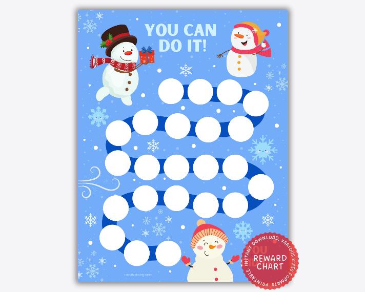 Snowman Reward Chart: Winter Printable Kids Behavior Tracker (digital ...