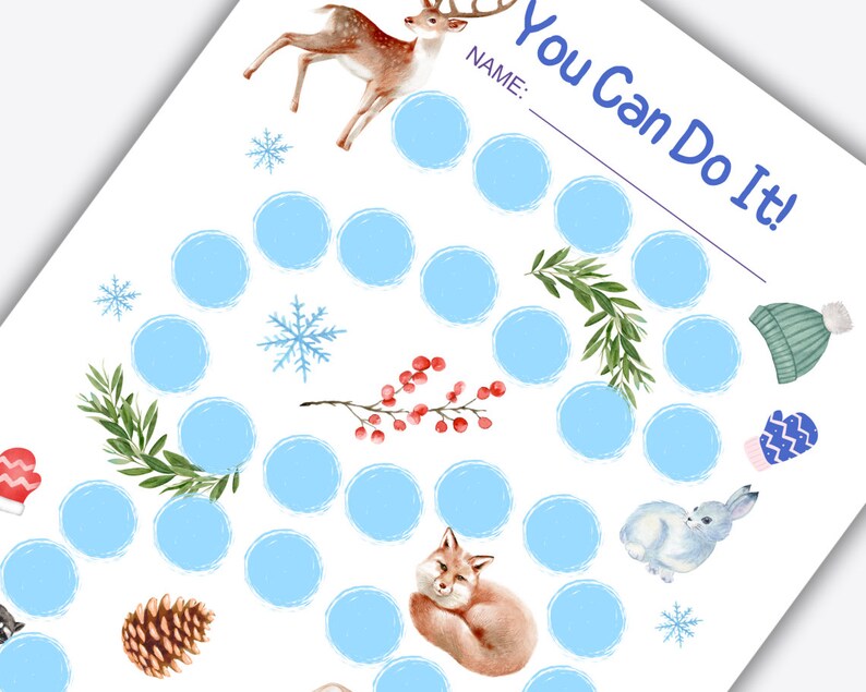 Cute Winter Season Reward Chart for Kids, Winter Woodland Animal Reward ...