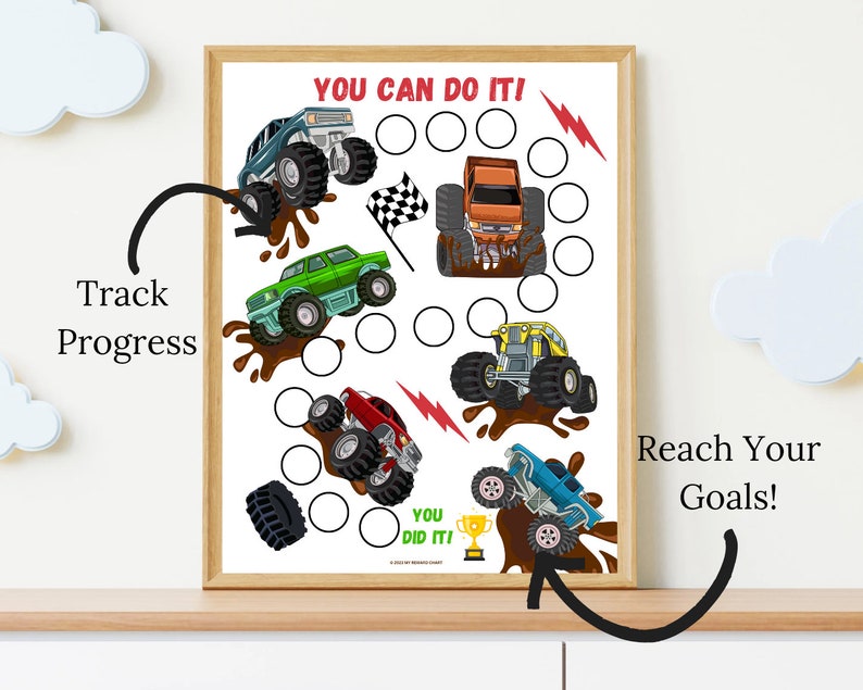 Vehicle Reward Chart Bundle, Monster Truck, Firetruck, Rocket, Dump ...