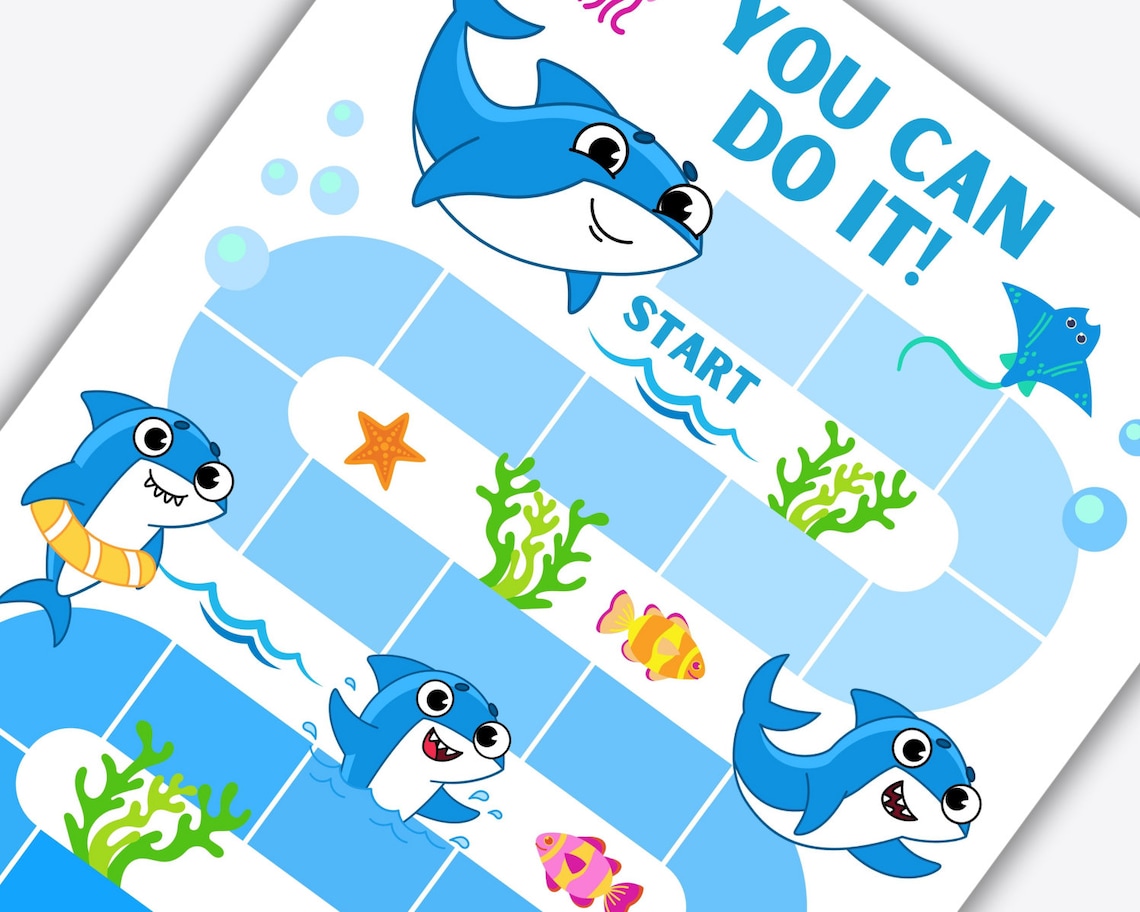 Printable Potty Training Chart, Shark Reward Chart, Kids Reward Chart ...