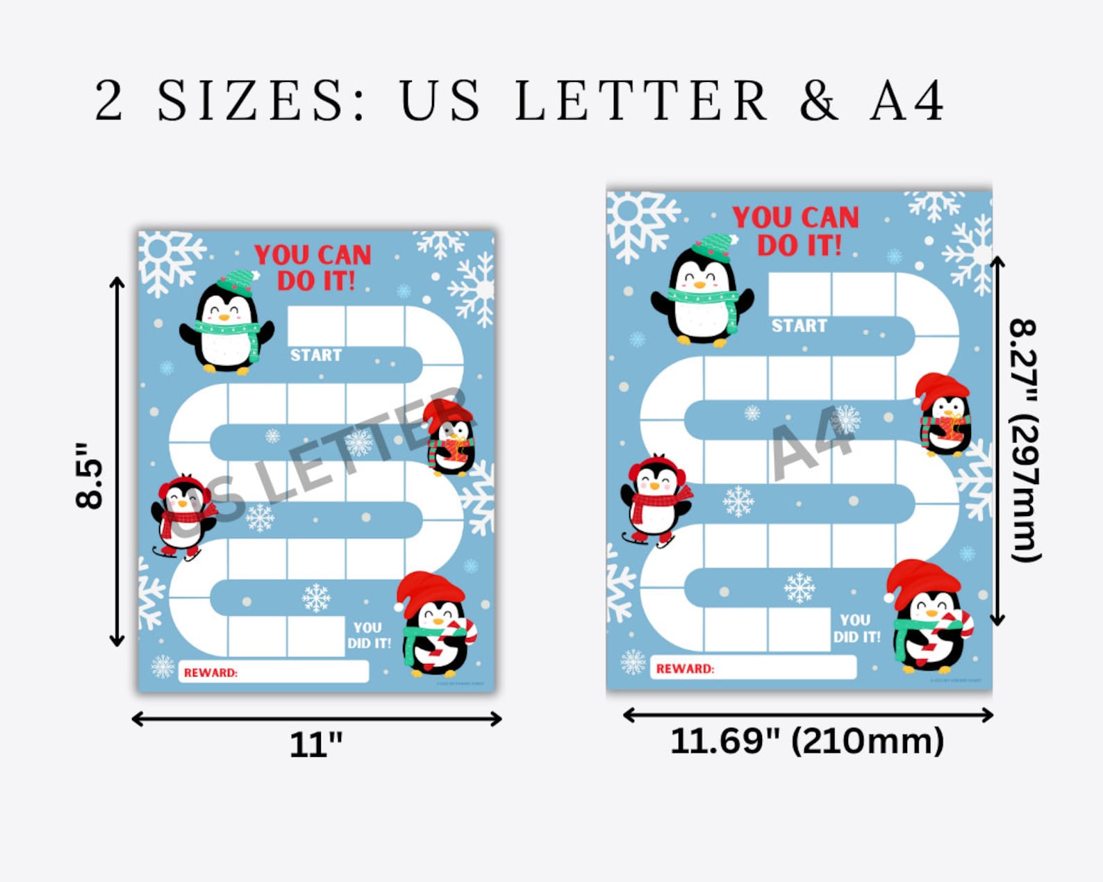 Penguin Christmas Reward Chart: Kids Behavior Tracker (digital Download ...