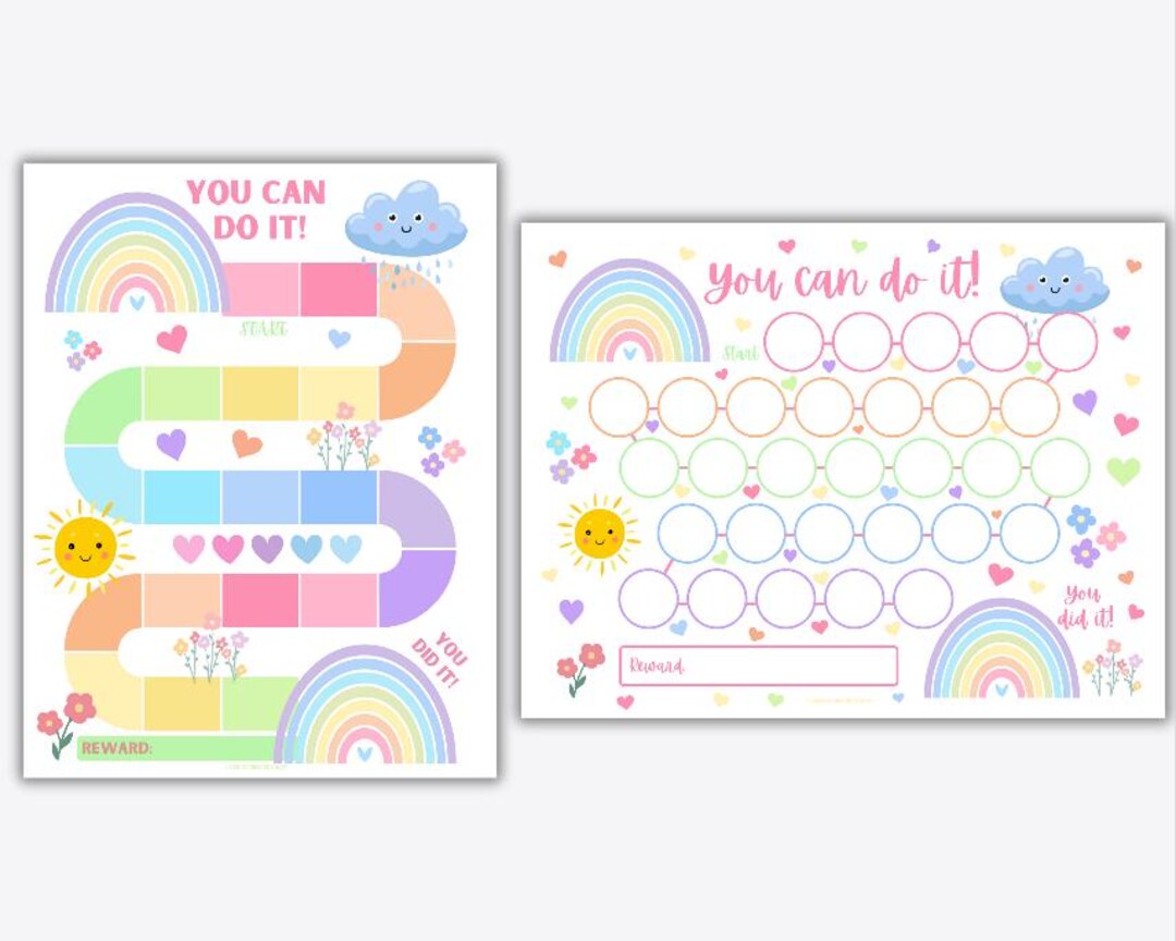 Rainbow Reward Chart Bundle, Printable Sticker Chart, Incentive Chart ...