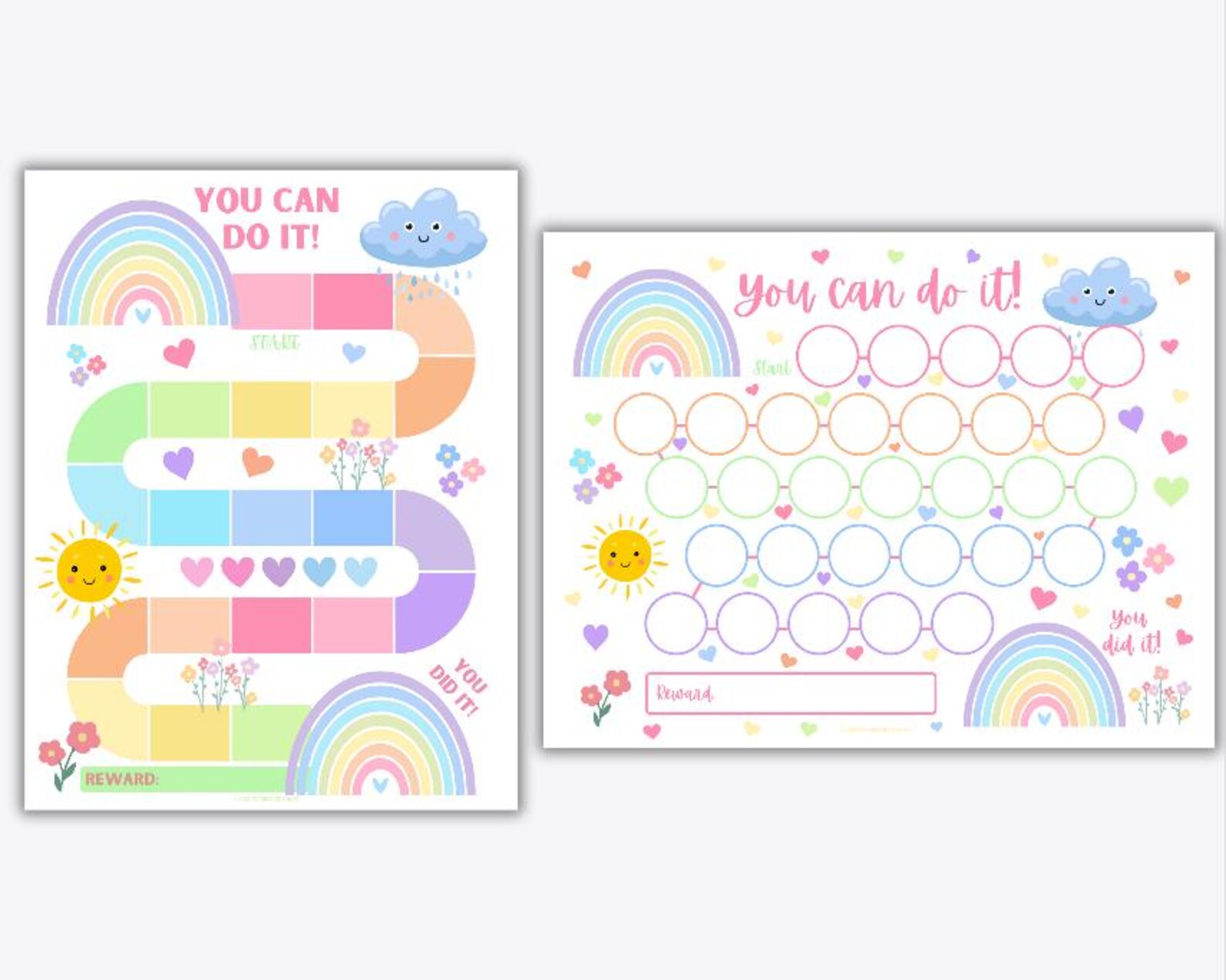 Rainbow Reward Chart Bundle, Printable Sticker Chart, Incentive Chart ...