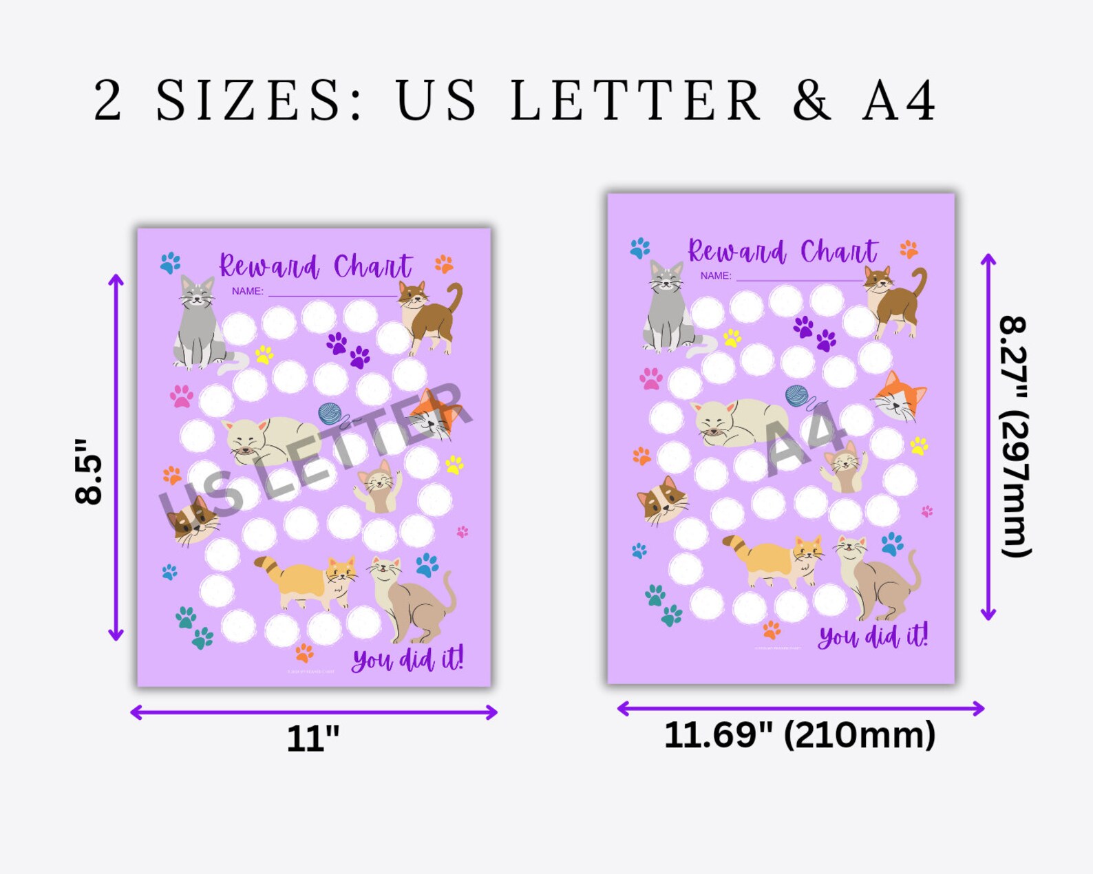 Cat Reward Chart, Printable Reward Chart, Printable Potty Chart for ...