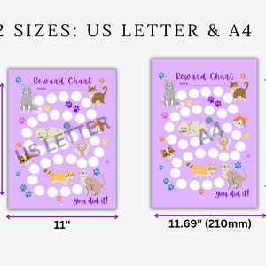 Cat Reward Chart, Printable Reward Chart, Printable Potty Chart for ...