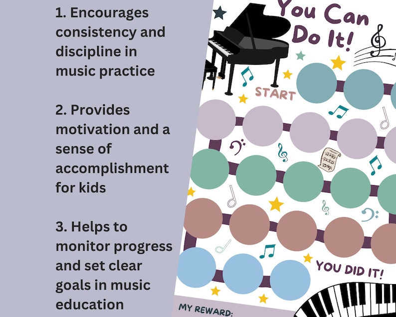 Printable Piano Reward Chart, Music Reward Chart, Piano Practice Chart ...