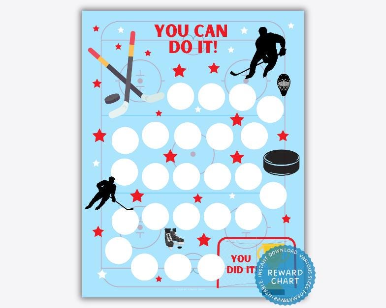 Hockey Reward Chart: Kids Goal Setting, Behavior Tracker (digital ...