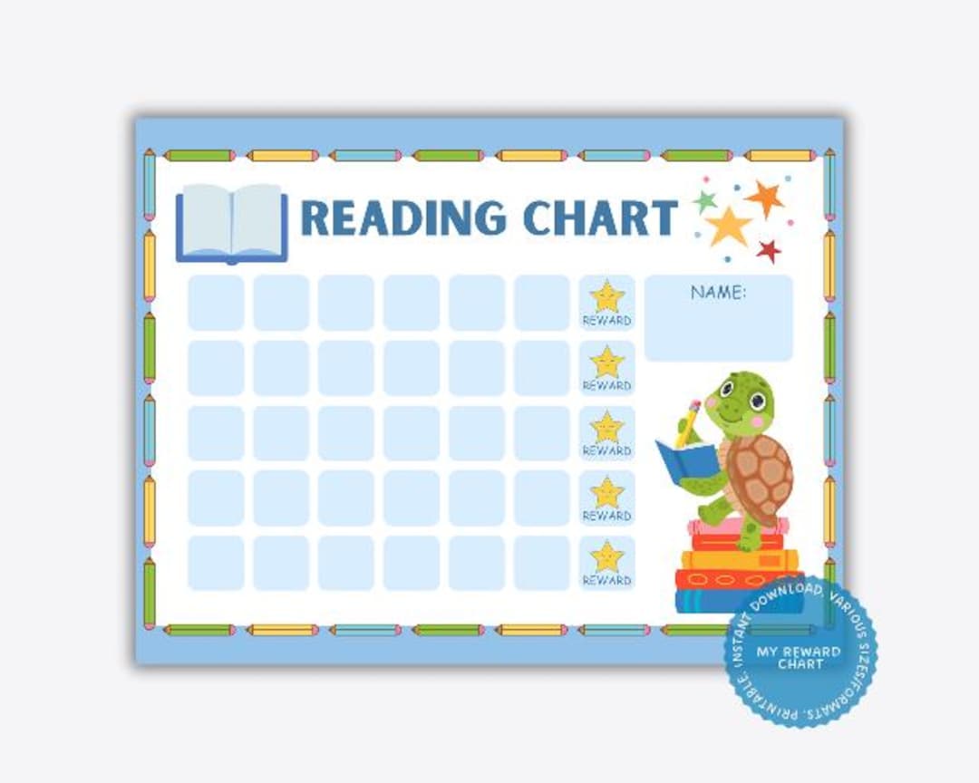 Kids Reading Reward Chart: Printable Book Tracker (PDF, JPG, PNG Files ...