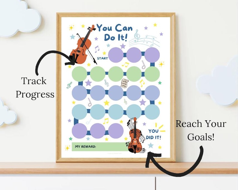 Printable Violin Reward Chart, Music Reward Chart, Violin Practice ...