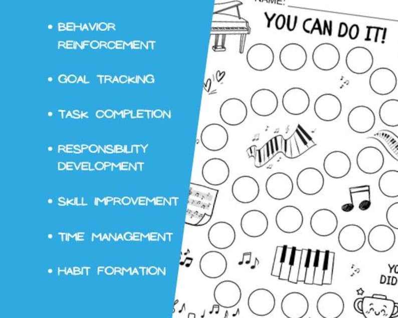 Piano Practice Reward Chart | Printable Music Tracker & Sticker Chart ...
