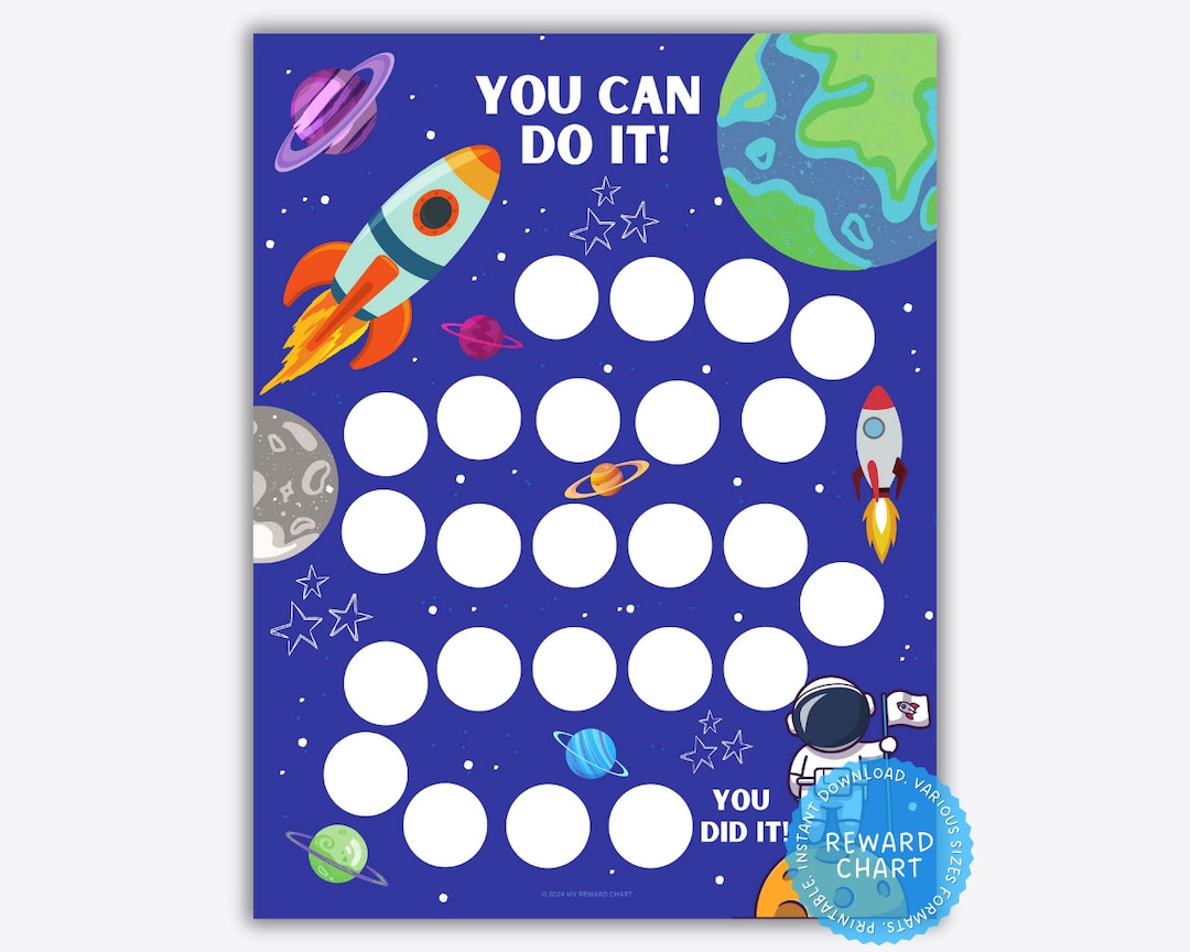 Outer Space Reward Chart Printable, Astronaut Sticker Chart, Toddler ...