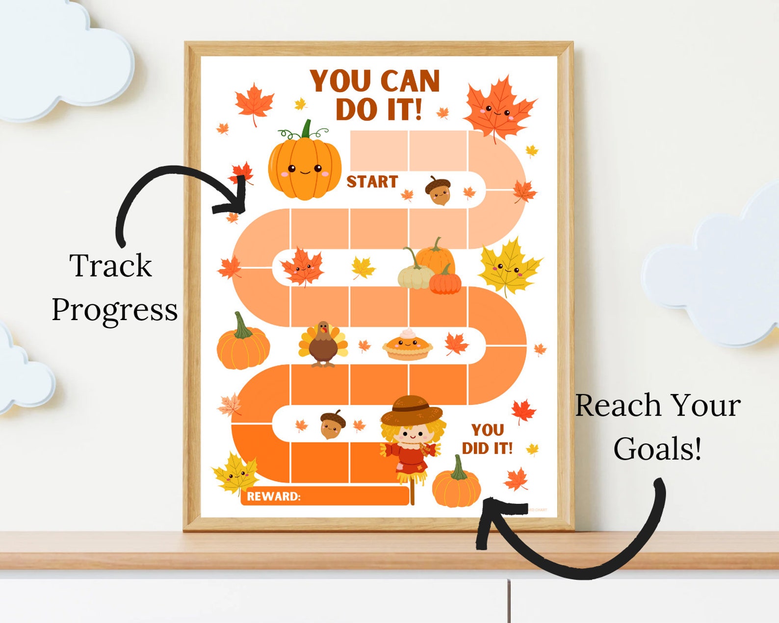 Fall Kids Reward Chart: Autumn Scarecrow, Pumpkins (PDF, JPG, PNG) - Etsy