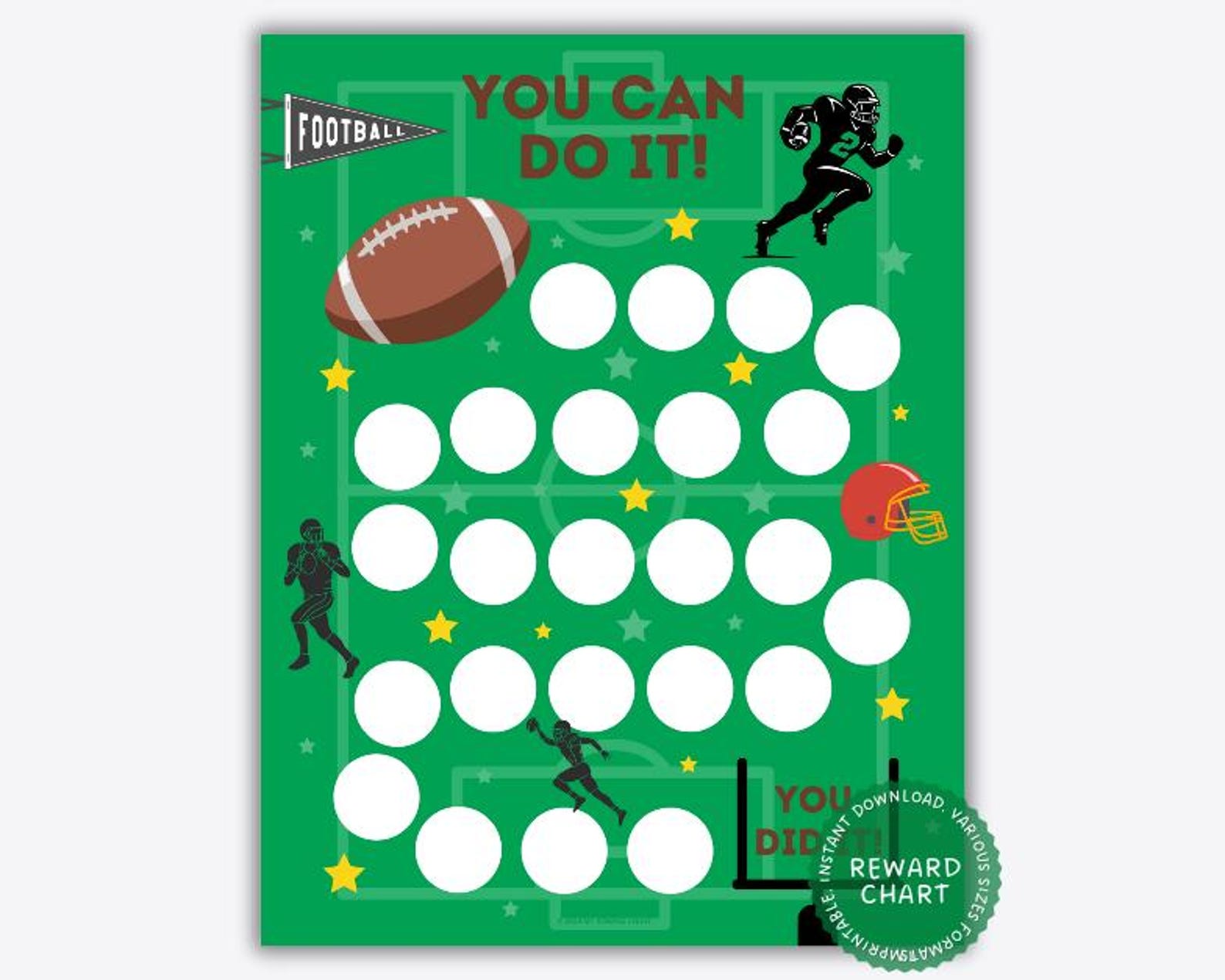 Football Reward Chart Printable, Sport Reward Chart, Football Sticker ...