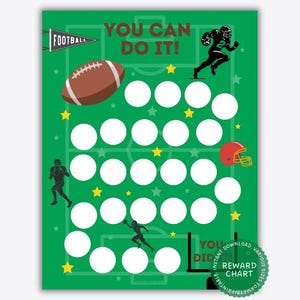 Football Reward Chart Printable, Sport Reward Chart, Football Sticker ...