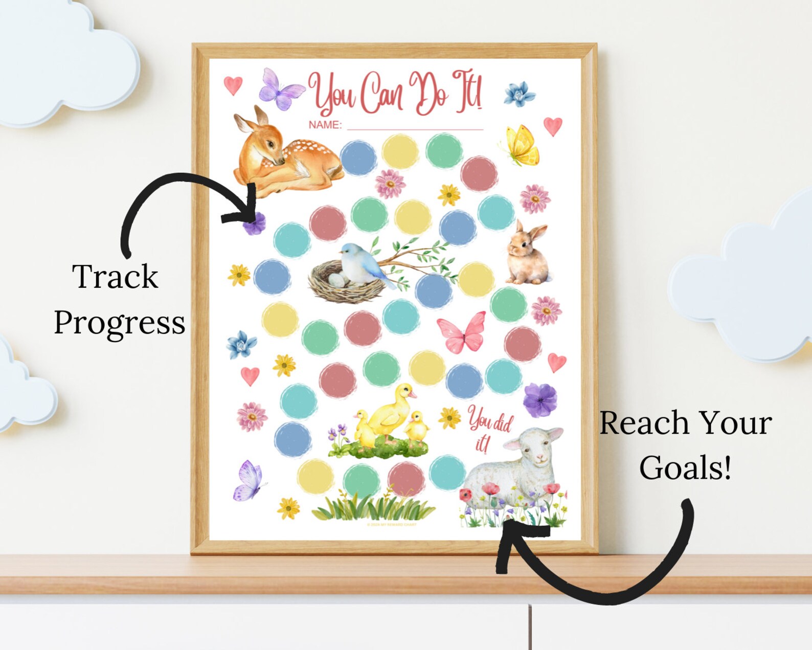 Reward Chart Printable, Kids Reward Chart, Spring Baby Animal Reward ...