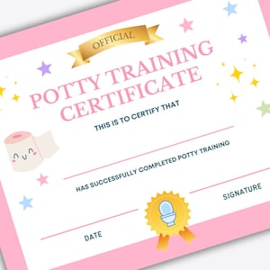 Potty Training Certificate, Toilet Training Diploma, Potty Training ...