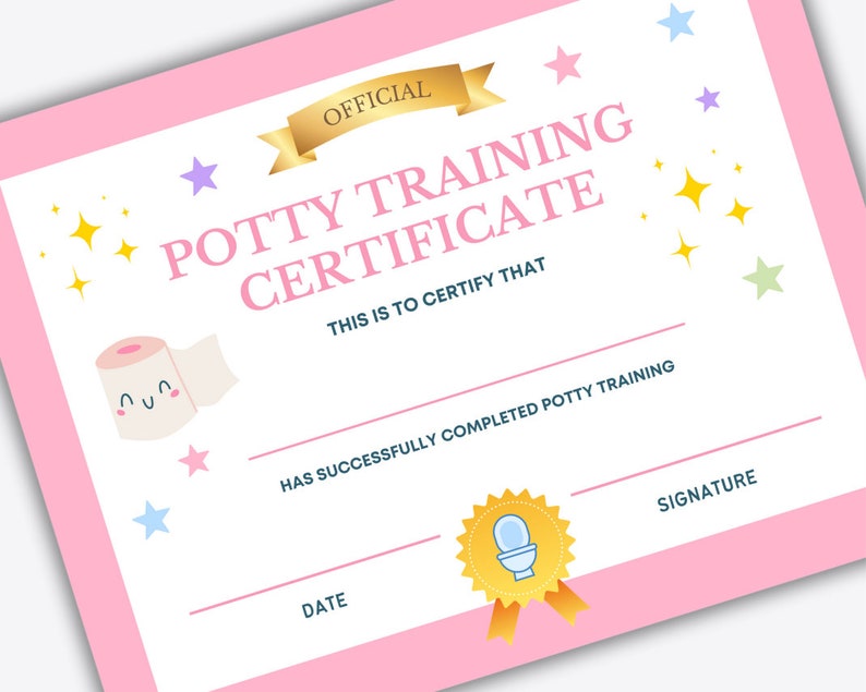 Potty Training Certificate, Toilet Training Diploma, Potty Training ...