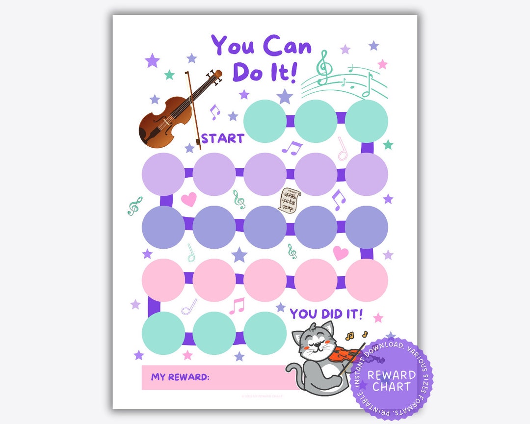 Printable Violin Reward Chart, Music Reward Chart, Violin Practice ...