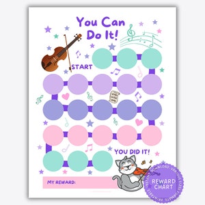 Printable Violin Reward Chart, Music Reward Chart, Violin Practice ...